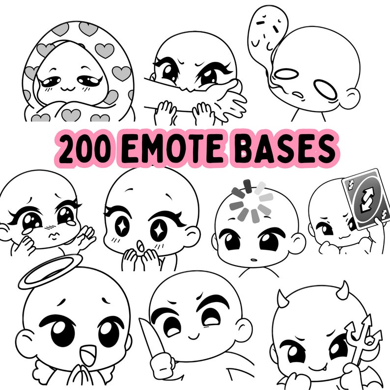 Procreate Twitch Emote Base YCH DIY Discord Lashes Badges Chibi Girl ...