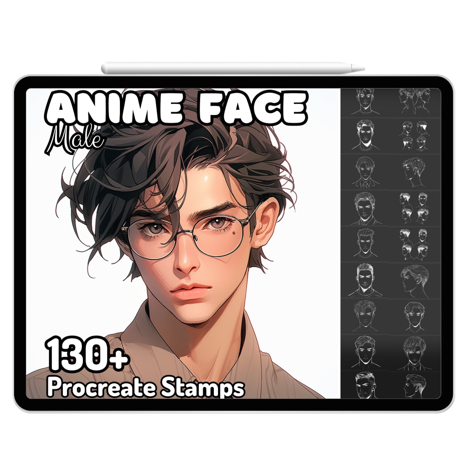 Procreate Anime Face Man Boy Guy Male Brushes Stamps Glasses - Etsy