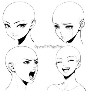 Procreate Anime Face Base Girl Woman Female Head Brushes Stamps ...