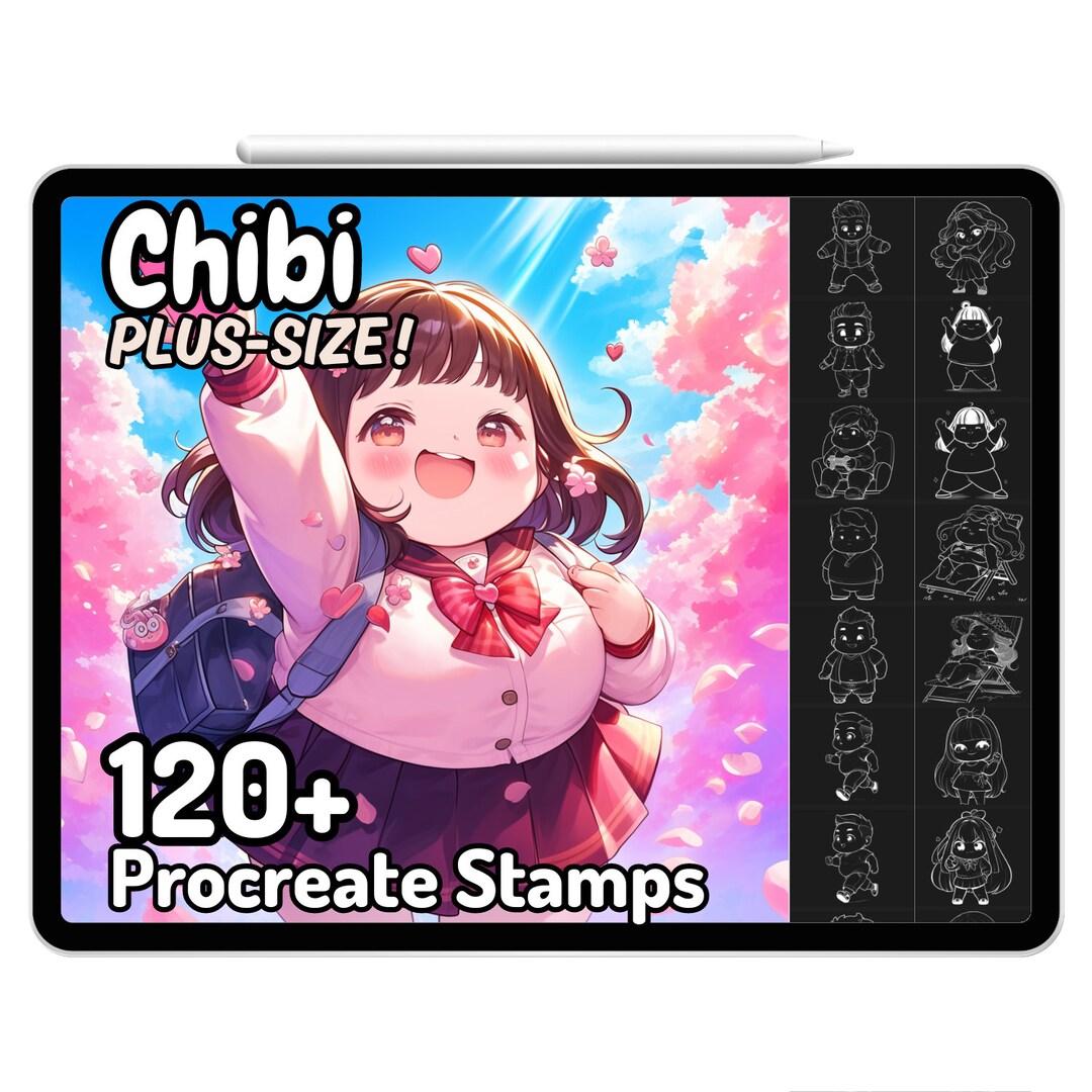 Procreate Chibi Plus Size Chubby Cute Girl Boy Couple Drawing Guide ...