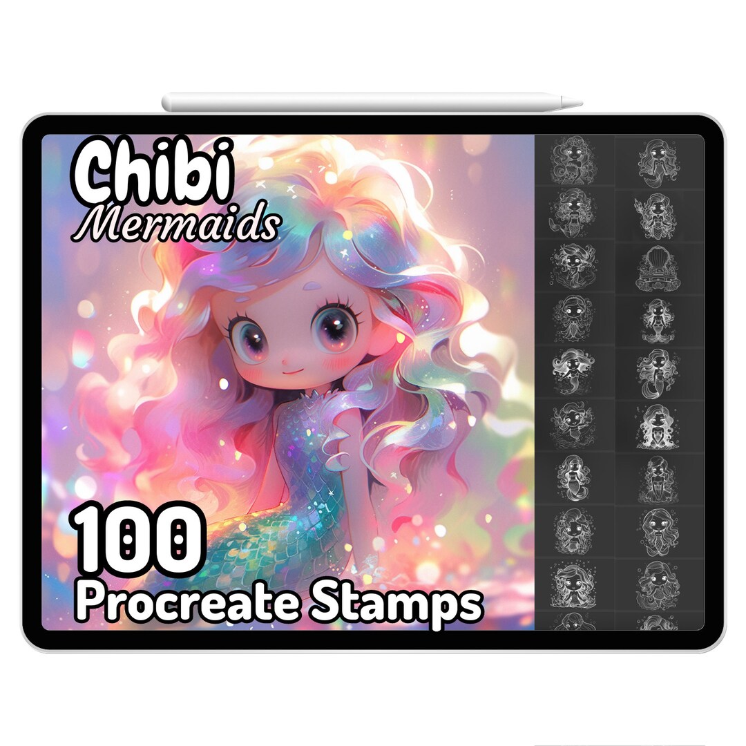 Procreate Chibi Mermaid Merman Mermaids Kawaii Magical Drawing Guide ...