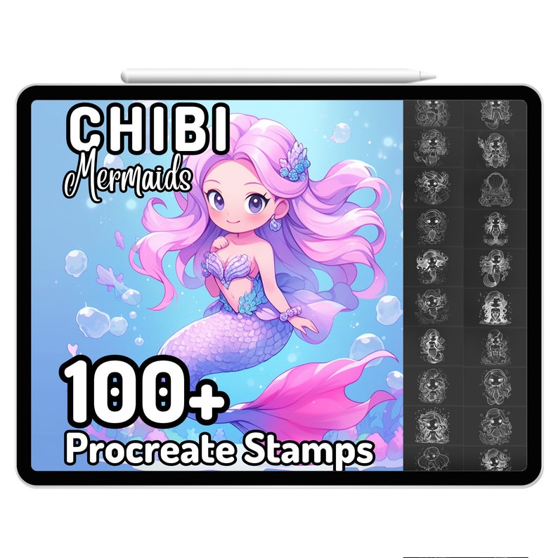 Procreate Chibi Mermaid Merman Mermaids Kawaii Magical Drawing Guide ...