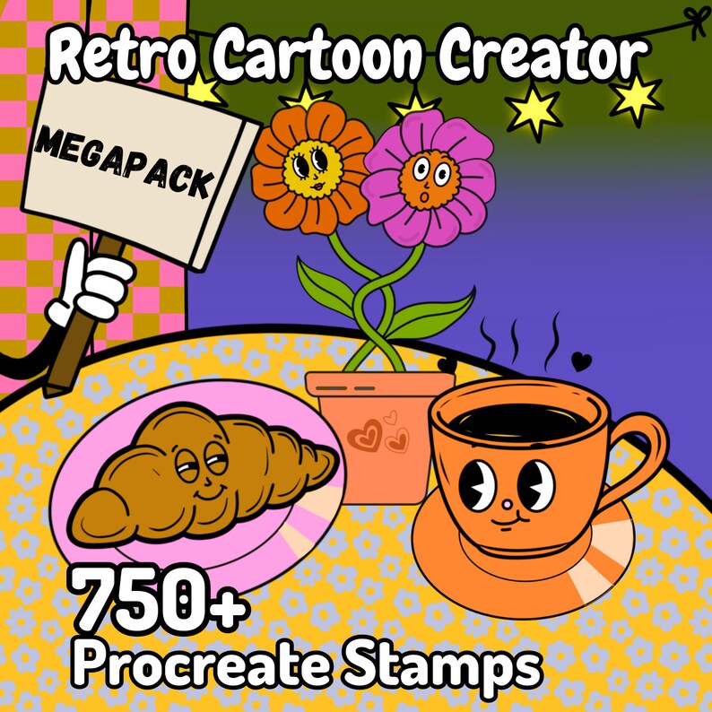 Procreate Retro Cartoon Character Creator Mascot Christmas Holidays ...