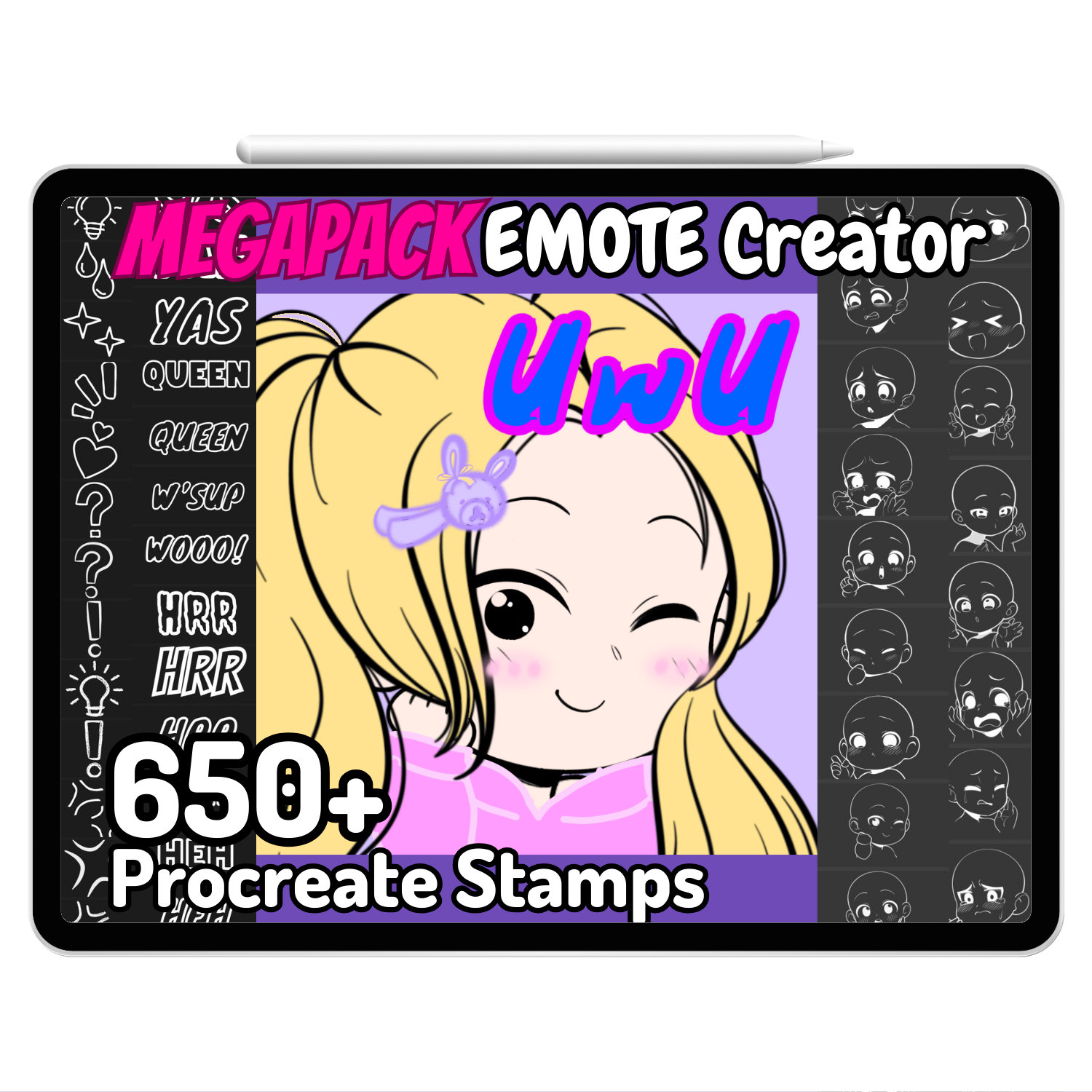 Procreate Emote Base Twitch Discord Badges Chibi Hair Words Memes ...