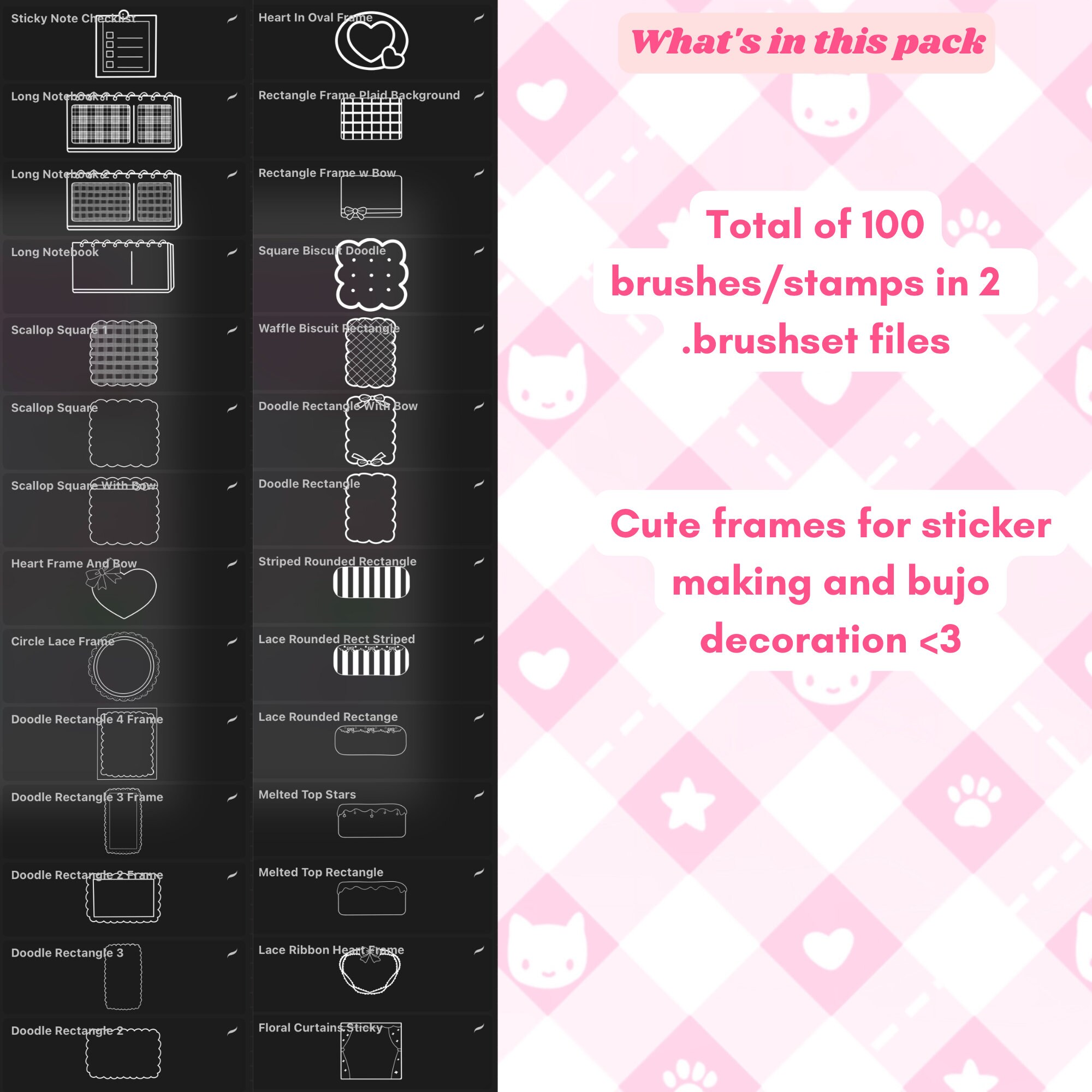 Kawaii Procreate Brushes Stamps Frames Sticker Elements Sticky - Etsy