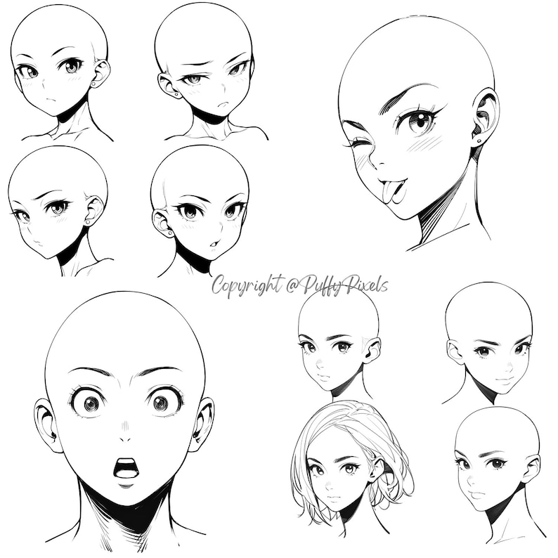 PNG Anime Face Base Girl Woman Female Head Designs Facial Drawing ...