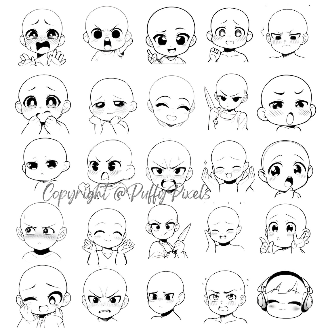 Procreate Emote Base Twitch Discord Badges Chibi Hair Words - Etsy