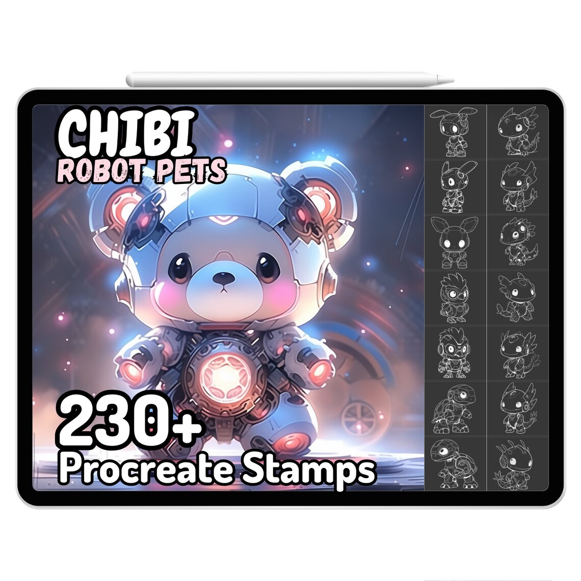 Procreate Robot Pets Animals Cybercore Kawaii Chibi Drawing - Etsy