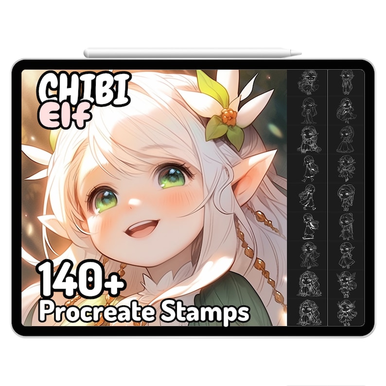 Procreate Chibi Elf Elves Kawaii Drawing Guide Stamps Brushes Anime ...