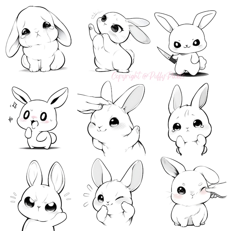 Procreate Bunny Emote Base Twitch Rabbit Discord Badges Cute Doodle ...
