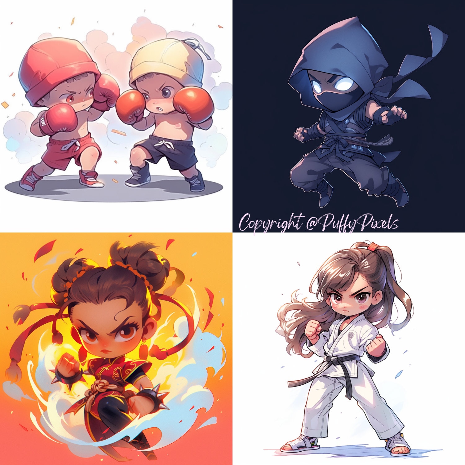 Procreate Chibi Fighter Fighting Ninja Kungfu Taekwondo Sword Boxing ...