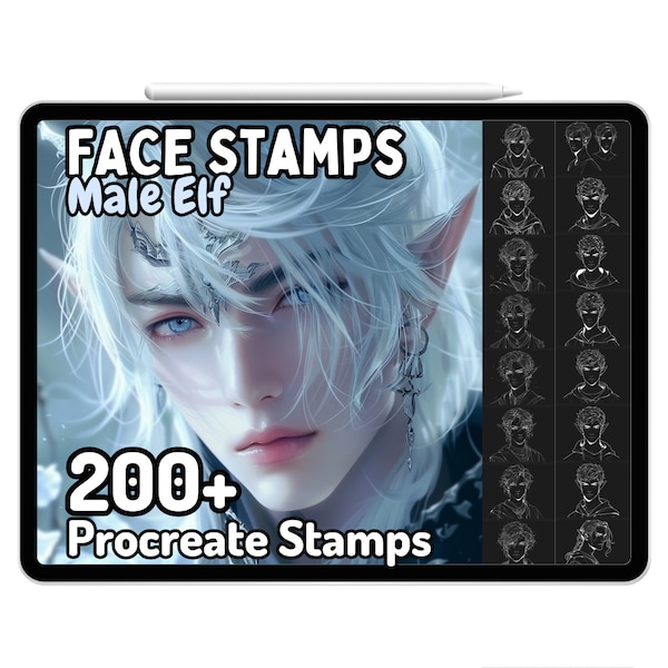 Procreate Anime Face Man Boy Guy Male Husbando Brushes Stamps Glasses ...
