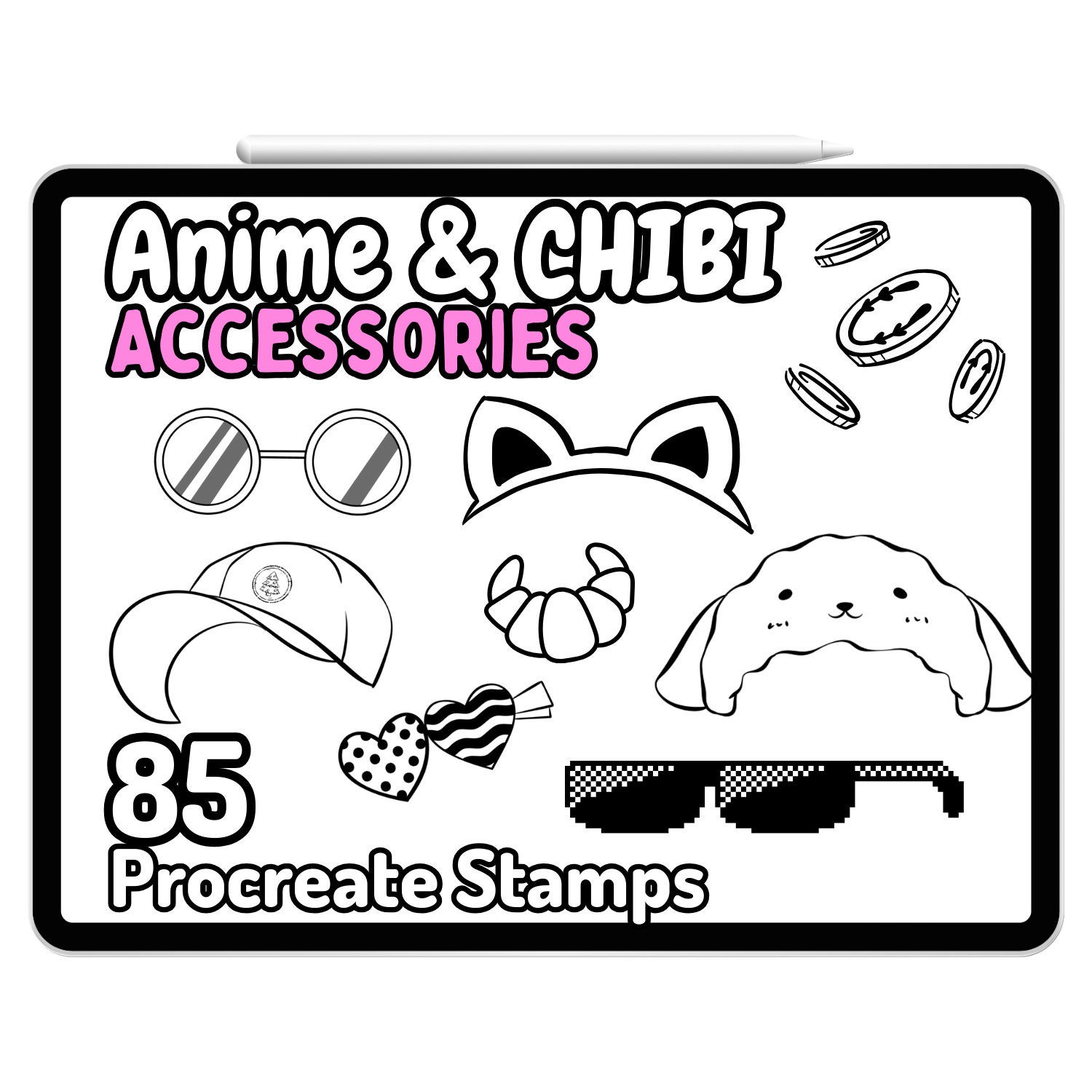 Procreate Chibi Anime Emote Accessories Deco Hair Decoration Base ...