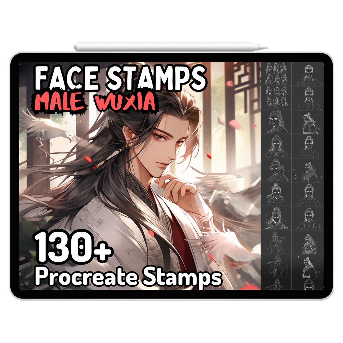 Procreate Male Wuxia Portraits Anime Face Man Brushes Stamps Martial ...