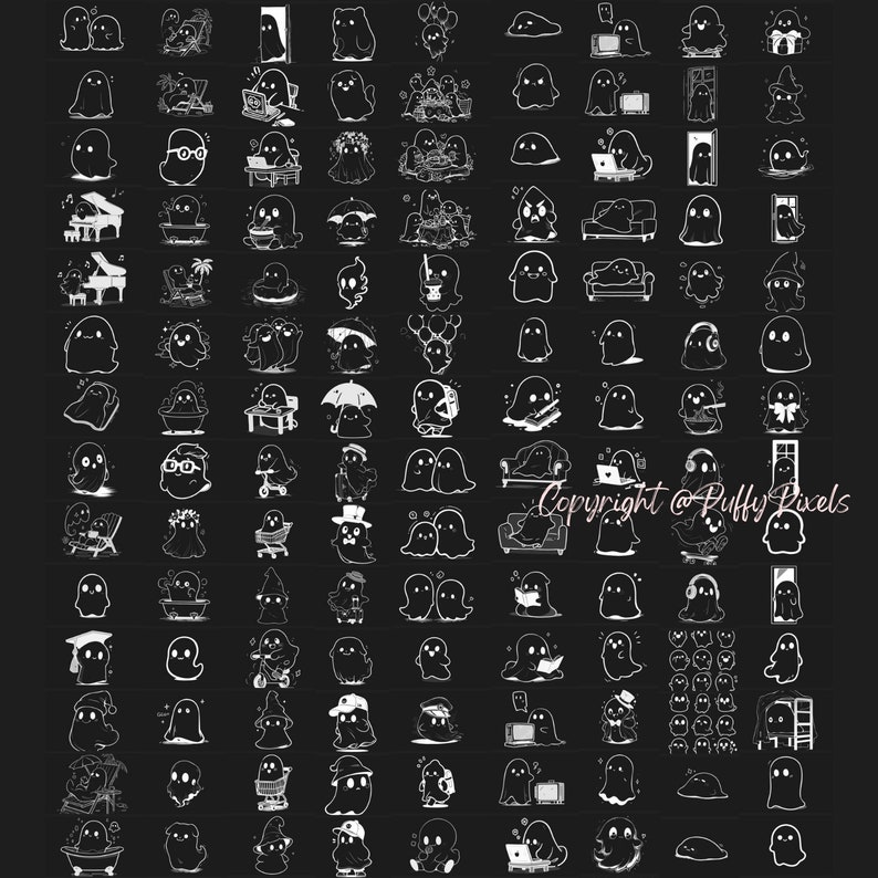 Kawaii Procreate Brushes Stamps Ghost Spooky Cute Halloween Cute Doodle ...