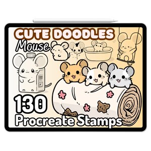 Procreate Brushes Stamps Cute Mouse Kawaii Doodle Food Coloring Hamster ...