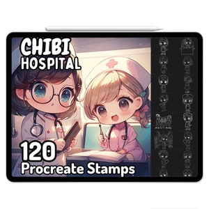 Procreate Chibi Hospital Nurse Doctor Stamps Healthcare Medical Stamps ...
