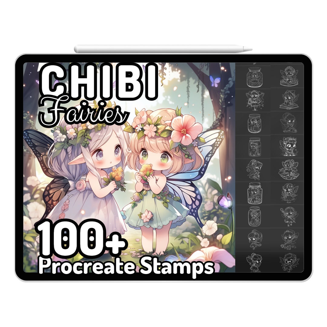 Procreate Chibi Fairy Fairies Kawaii Drawing Guide Stamps Brushes ...