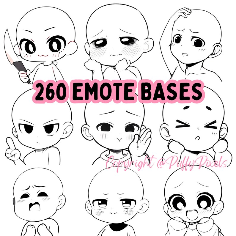 Procreate Emote Base Twitch Discord Badges Chibi Hair Words Memes ...