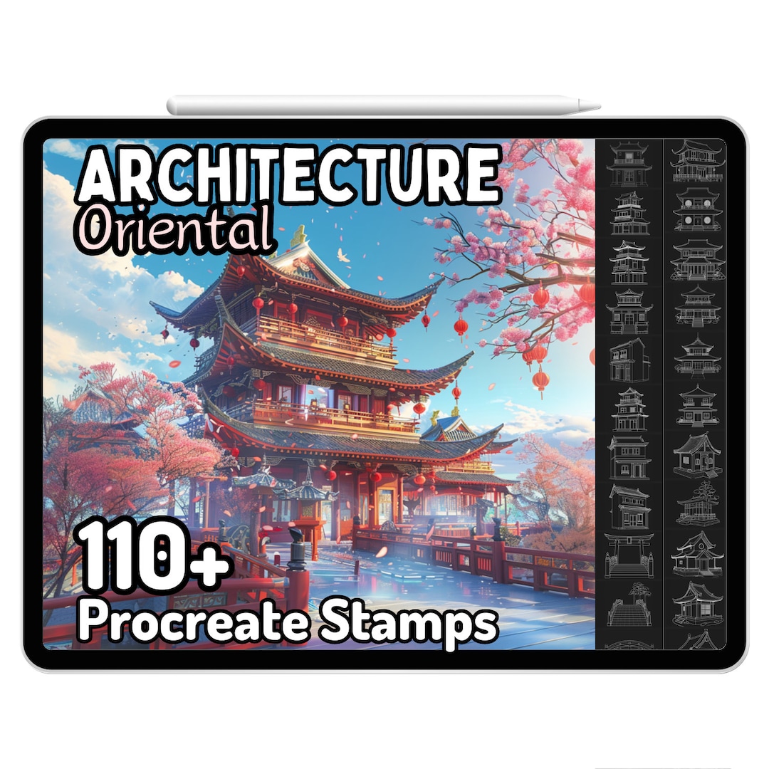 Procreate Oriental Architecture Stamps Chinese Japanese Brush Palace ...