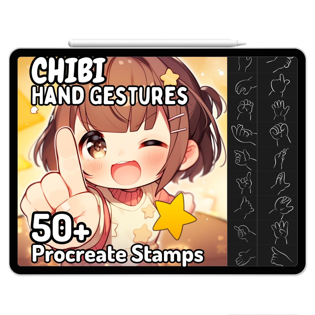 Procreate Chibi Hand Gestures Fingers Kawaii Character Drawing - Etsy