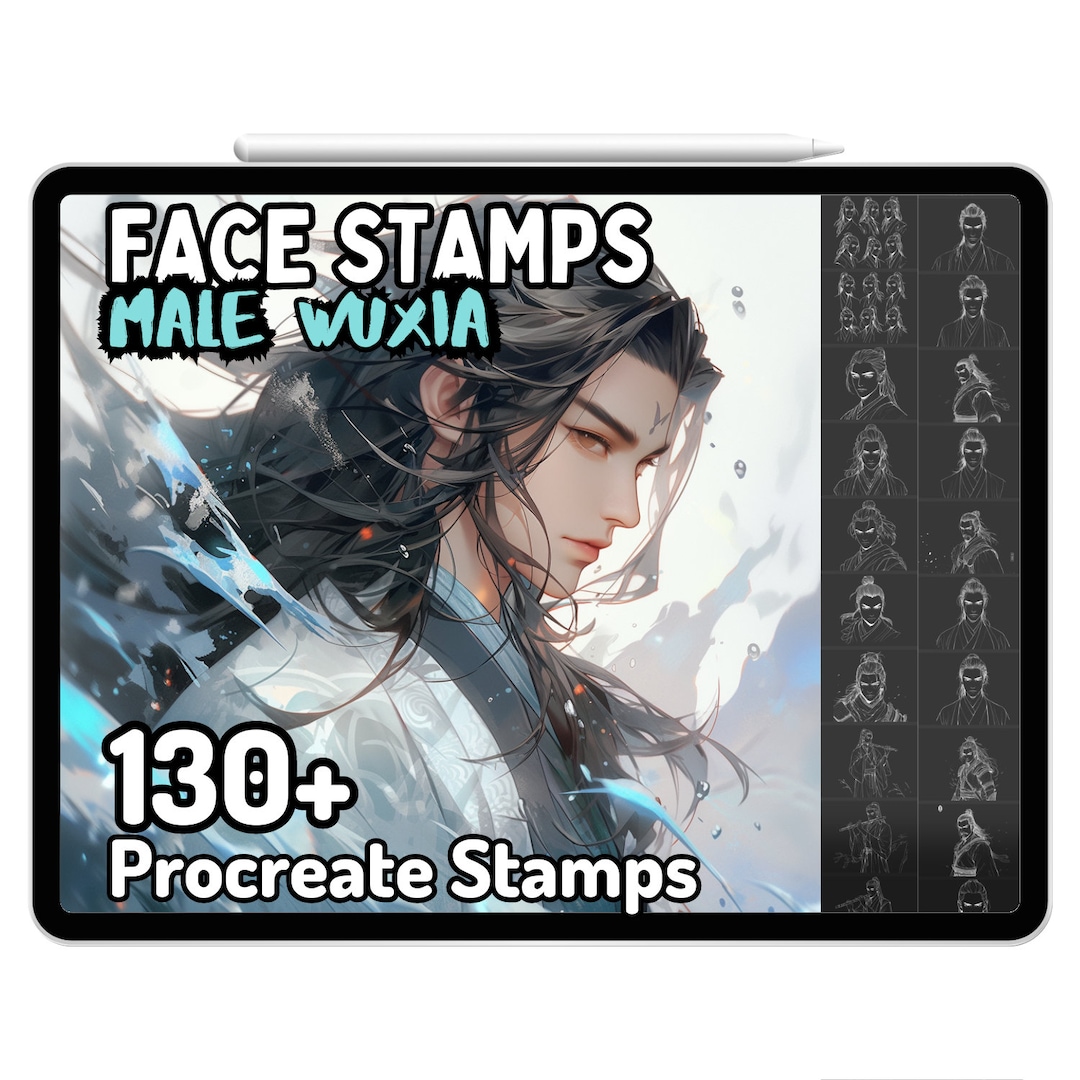 Procreate Male Wuxia Portraits Anime Face Man Brushes Stamps Martial ...