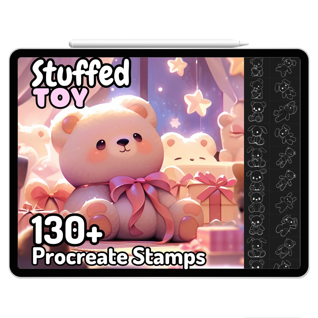 Kawaii Procreate Brushes Stamps Stuffed Toy Animals Pets Cat Bunny Baby ...