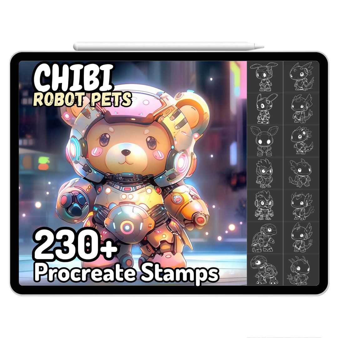 Procreate Robot Pets Animals Cybercore Kawaii Chibi Space Drawing Guide ...