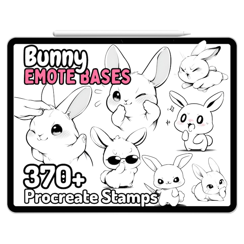 Procreate Bunny Emote Base Twitch Rabbit Discord Badges Cute Doodle ...