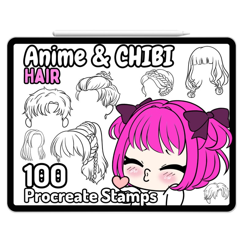 Procreate Chibi Anime Hair Emote YCH Deco Decoration Base Twitch ...