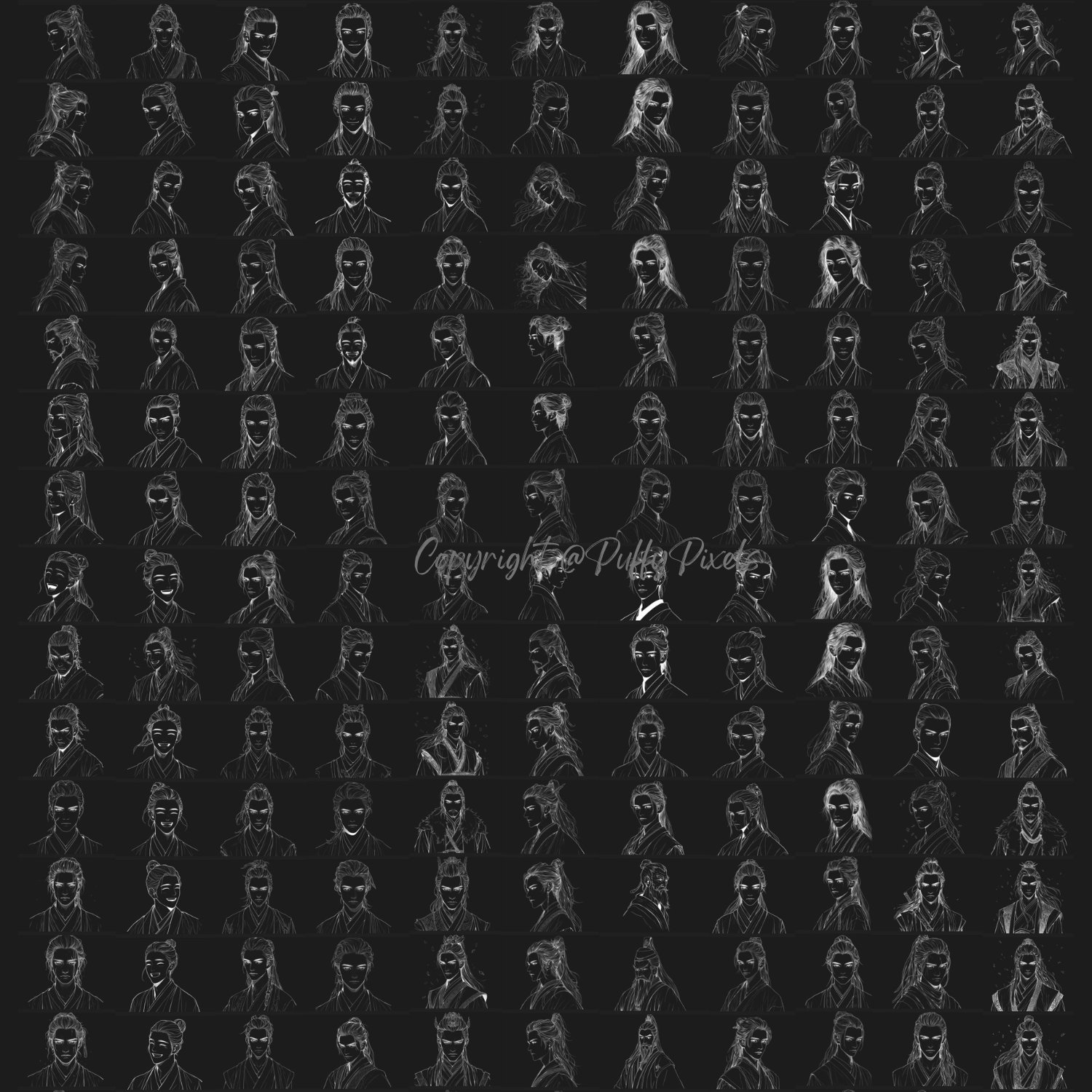 Procreate Male Head Portraits Anime Face Man Brushes Stamps Martial ...