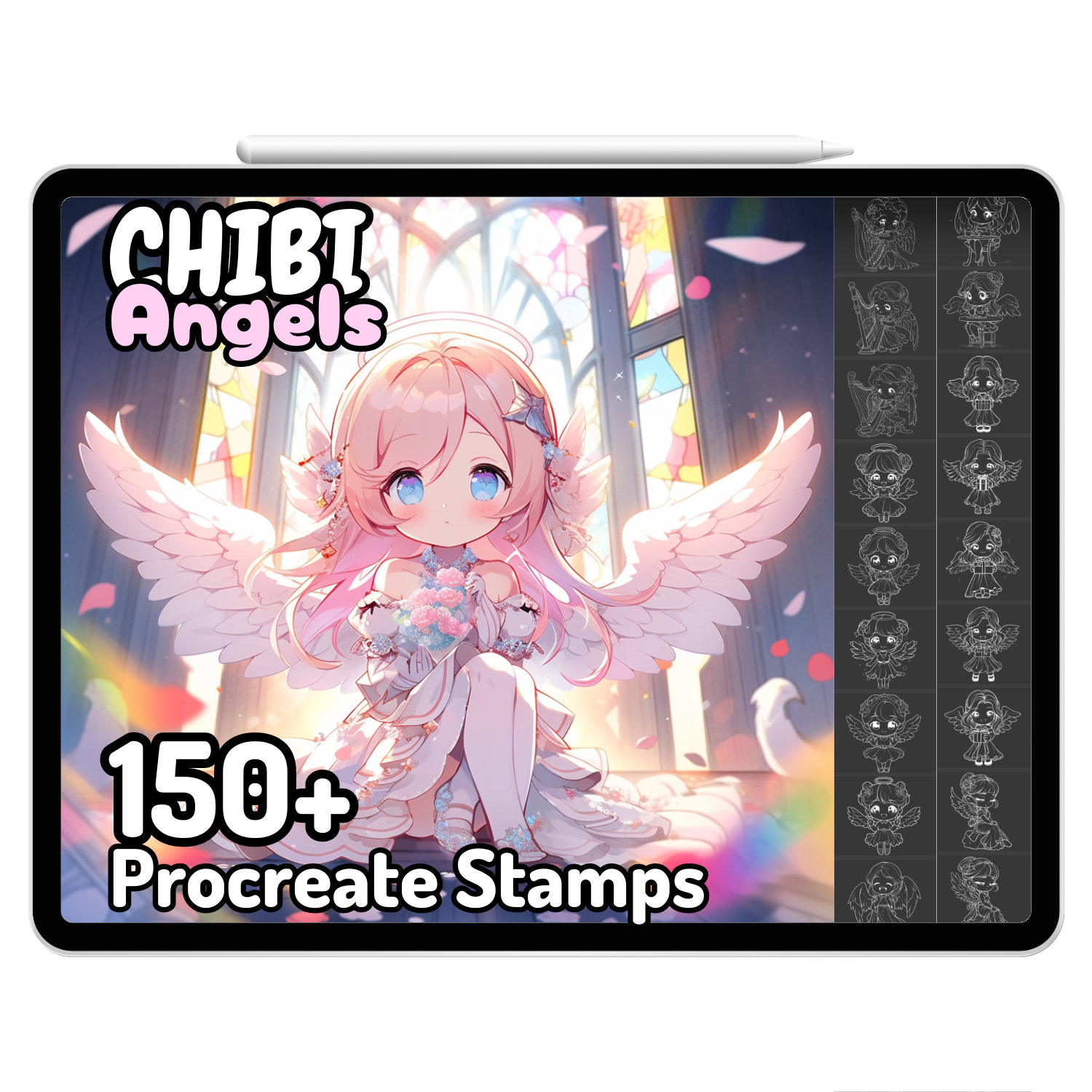 Procreate Chibi Angel Angels Cherubs Kawaii Drawing Guide Stamps ...