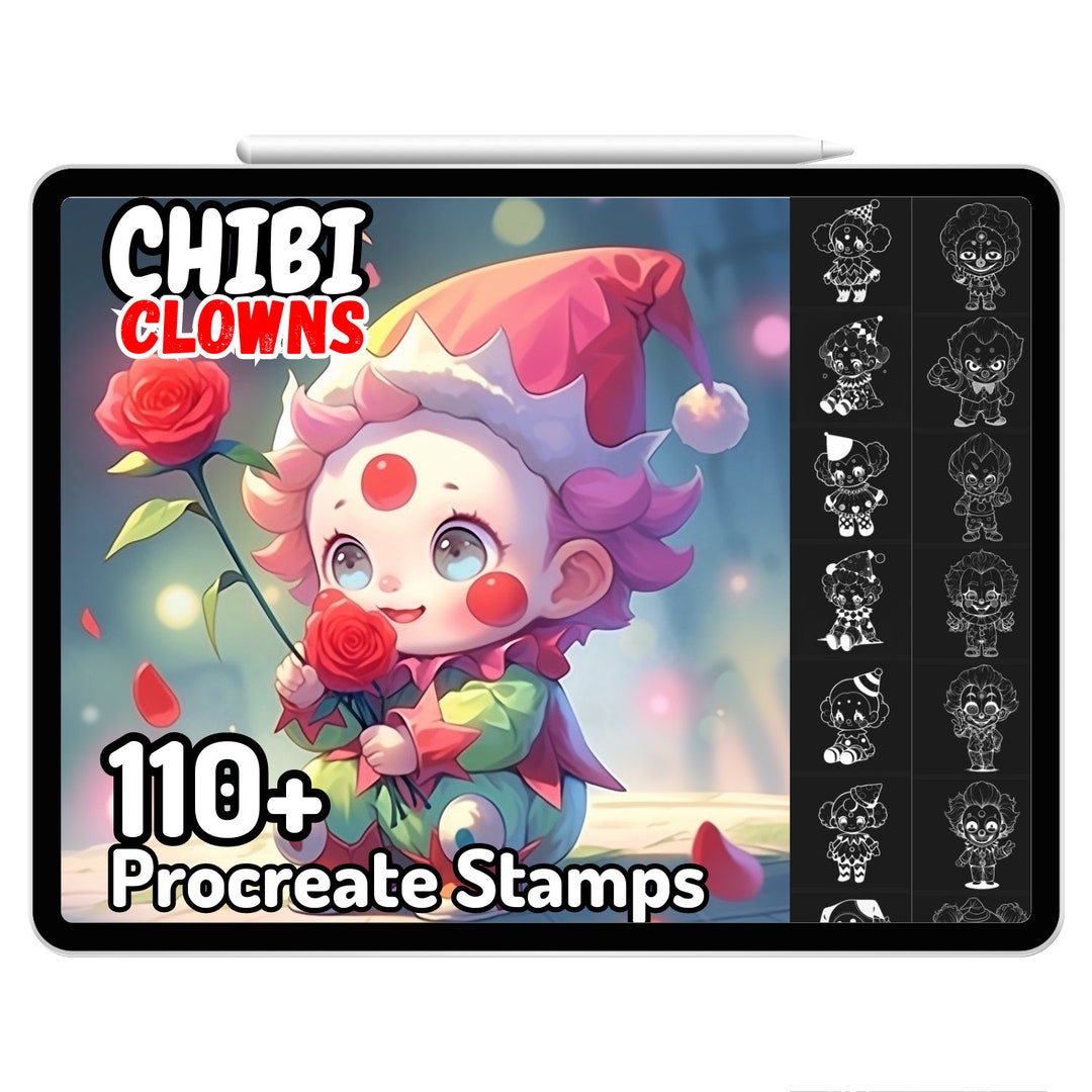 Procreate Chibi Clowns Cute Creepy Halloween Pierrot Kawaii - Etsy