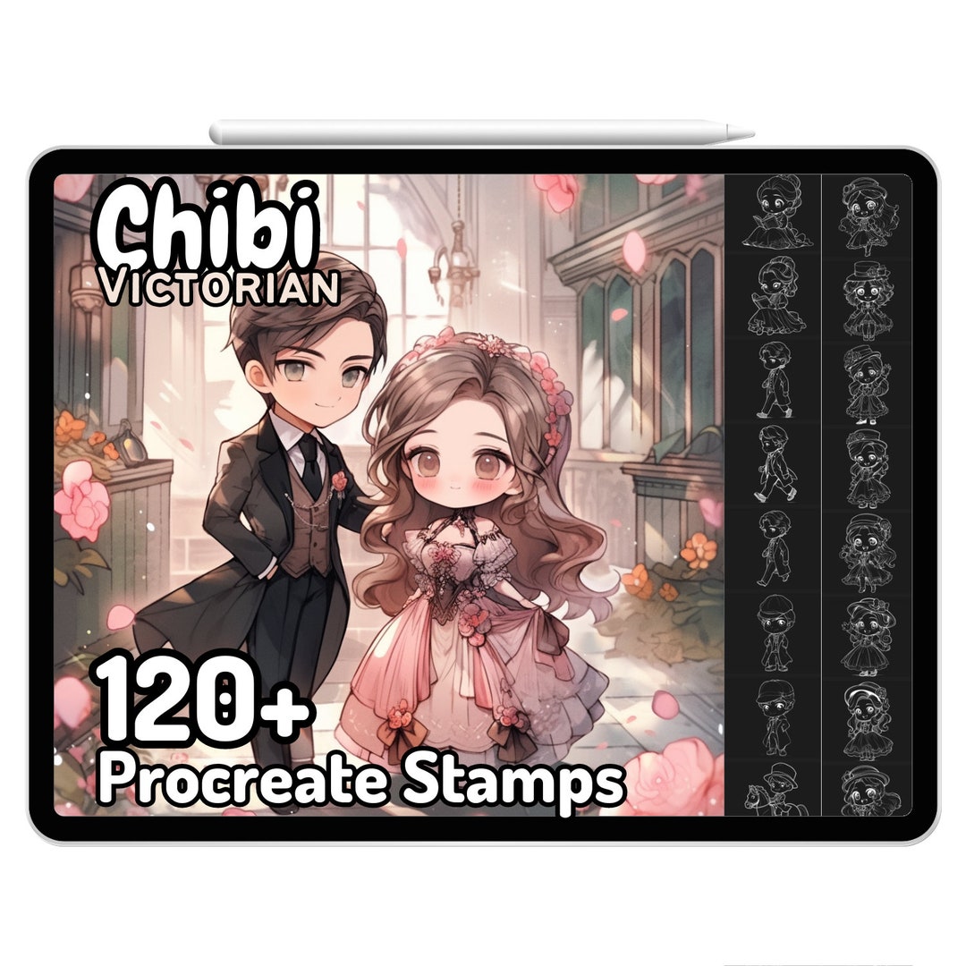 Procreate Chibi Victorian Ancient Drawing Guide Stamps Brush Coloring ...