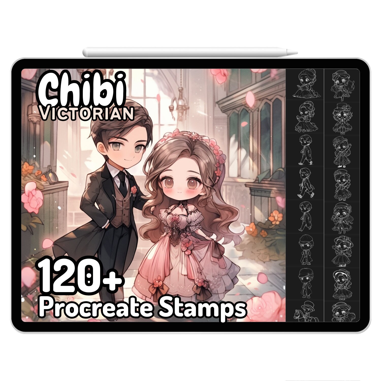 Procreate Chibi Victorian Ancient Drawing Guide Stamps Brush Coloring ...