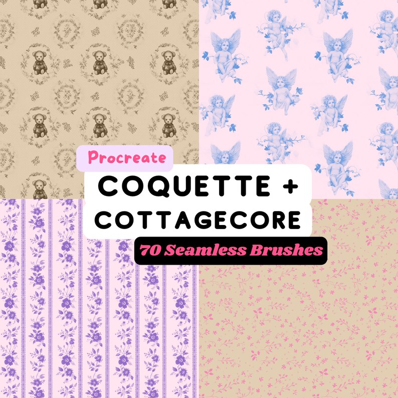 Cottagecore Coquette Procreate Brushes Seamless Background - Etsy