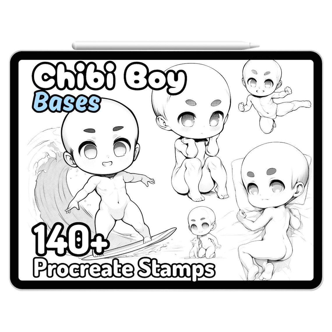 Procreate Chibi Poses Base Sketches Hand Gesture Kawaii Character ...