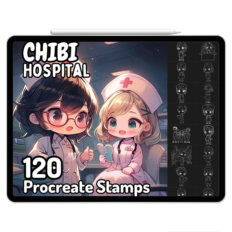 Procreate Chibi Hospital Nurse Doctor Stamps Healthcare Medical Stamps ...