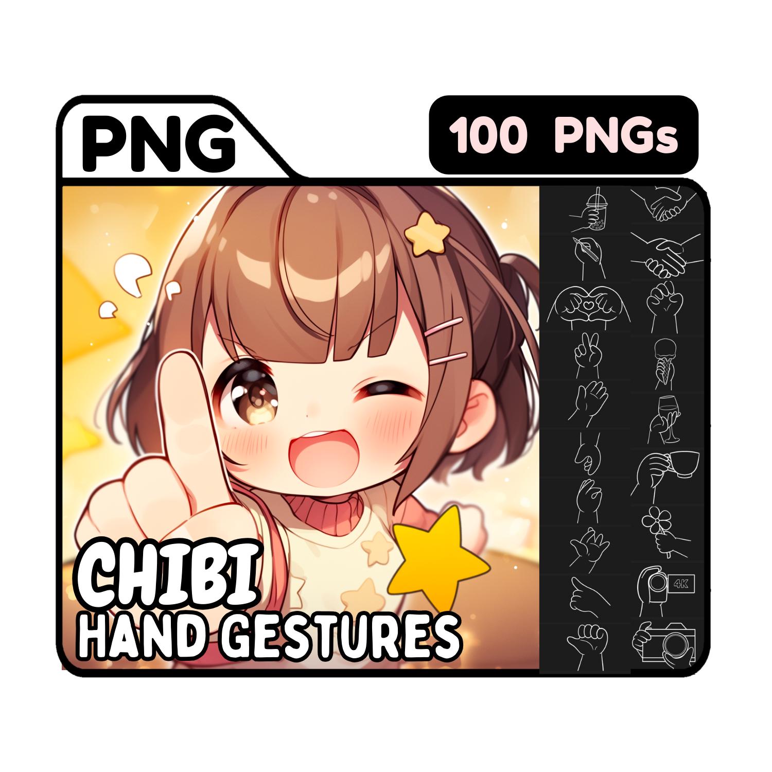 PNG Chibi Hand Gestures Fingers Kawaii Character Drawing Guide Emote ...