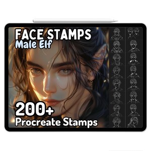 Procreate Anime Face Man Elf Head Stamps Fantasy Brushes Husbando ...