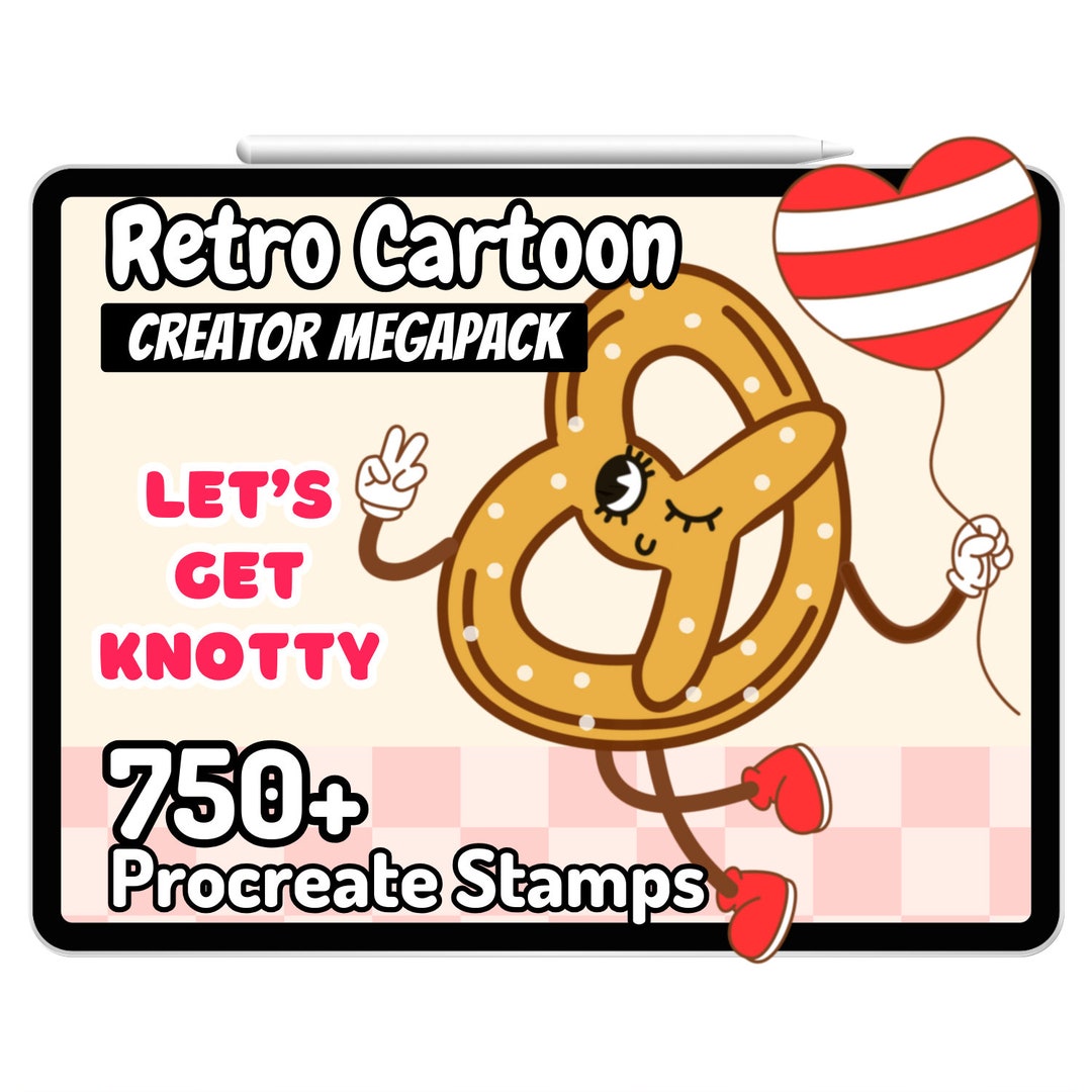 Retro Cartoon Character Creator Procreate Stamp Brush Set Mascot Groovy ...