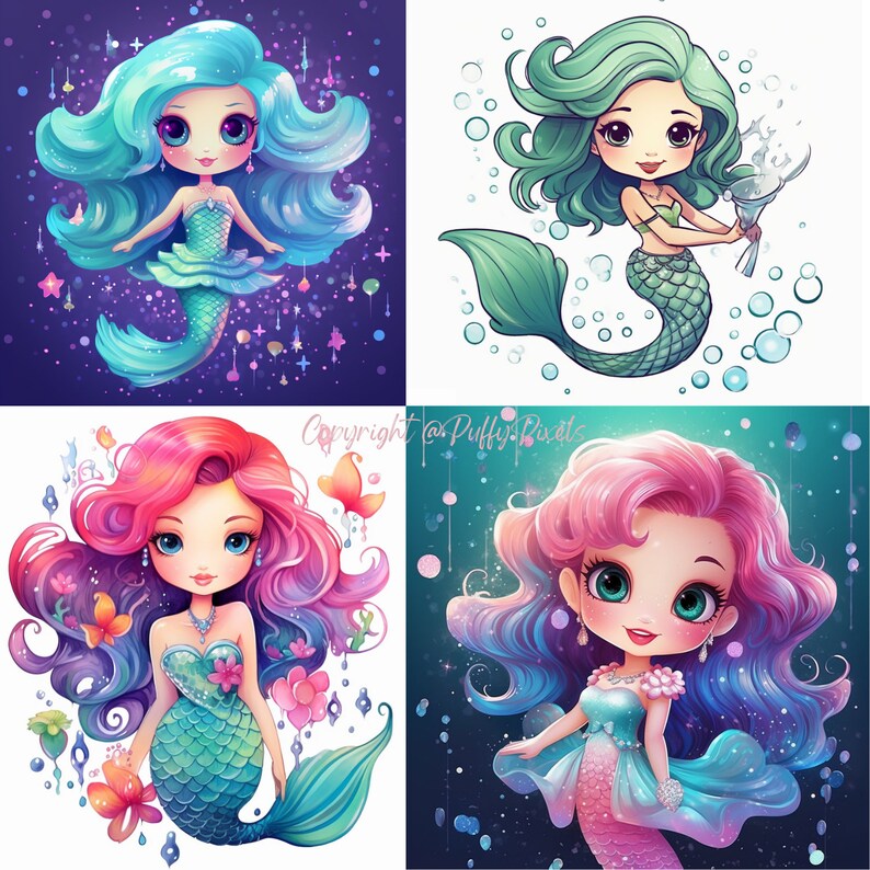 Procreate Chibi Mermaid Merman Mermaids Kawaii Magical Drawing - Etsy