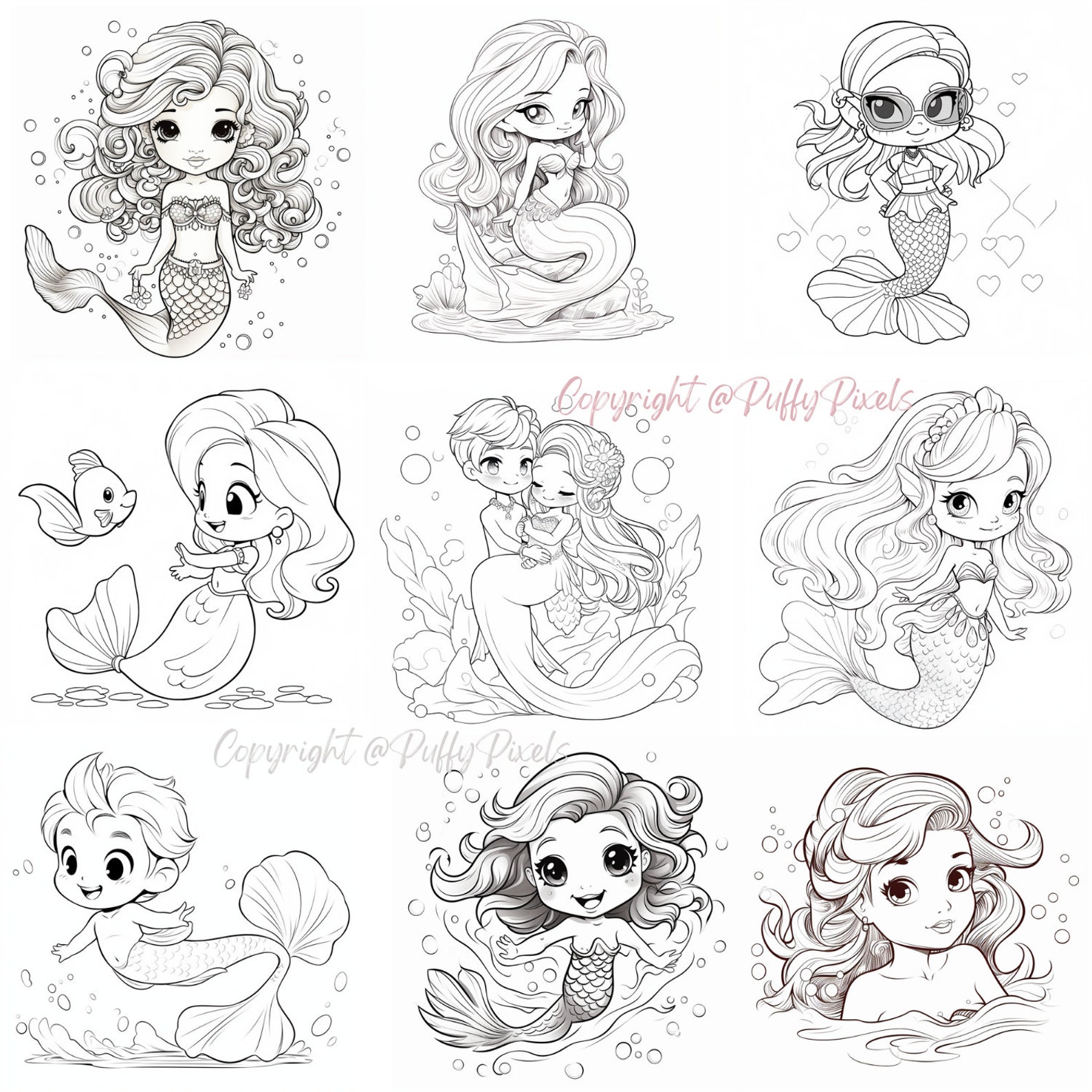 Procreate Chibi Mermaid Merman Mermaids Kawaii Magical Drawing Guide ...