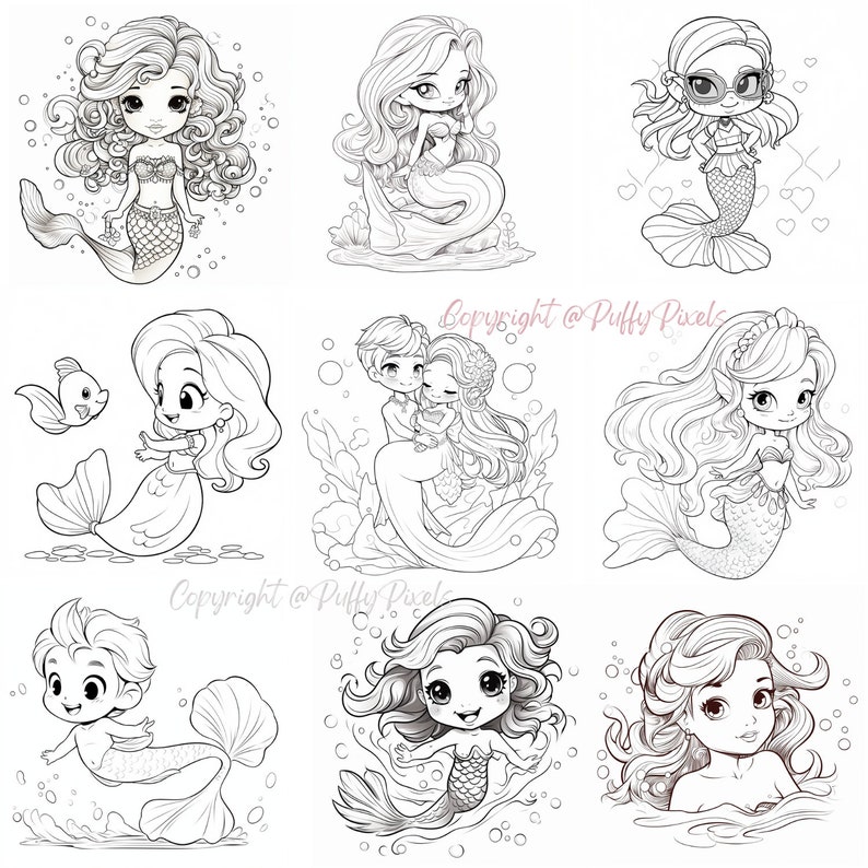 Procreate Chibi Mermaid Merman Mermaids Kawaii Magical Drawing Guide ...