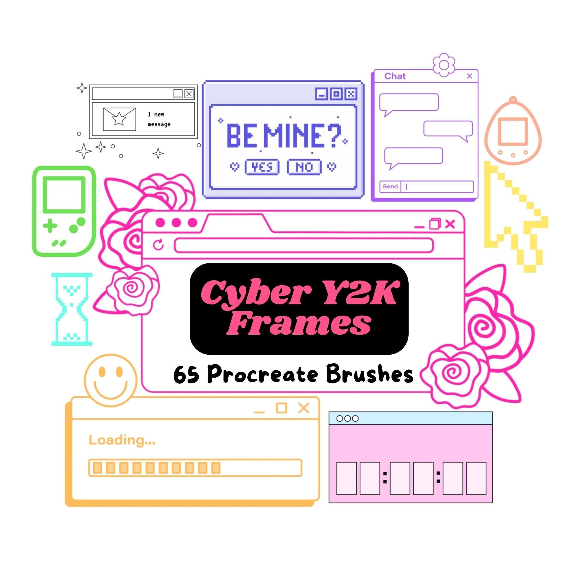 Cyber Y2K Procreate Brushes Stamps Pop up Window Popup Frames - Etsy