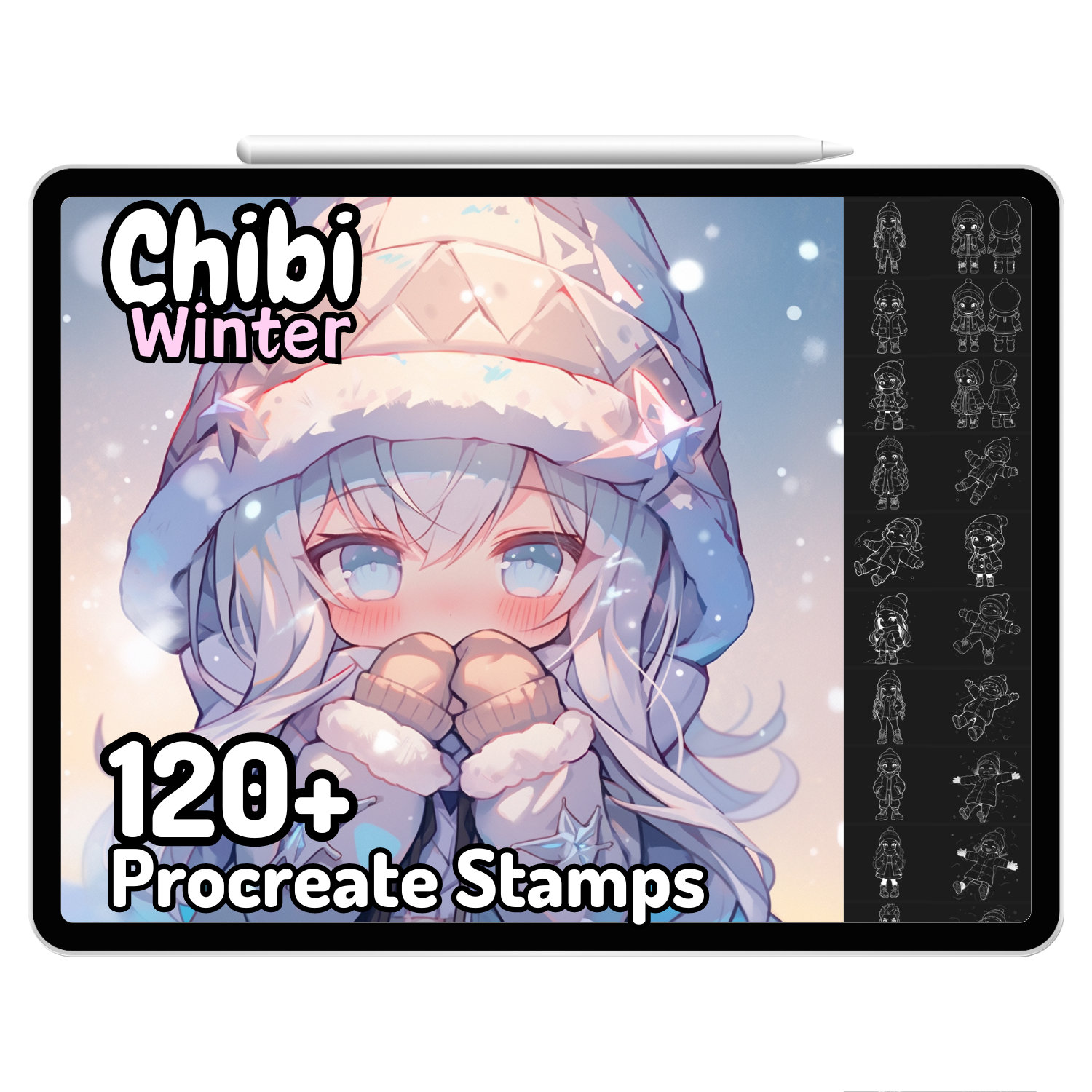 Procreate Kawaii Chibi Stamps Cute Girl Boy Winter Ski - Etsy