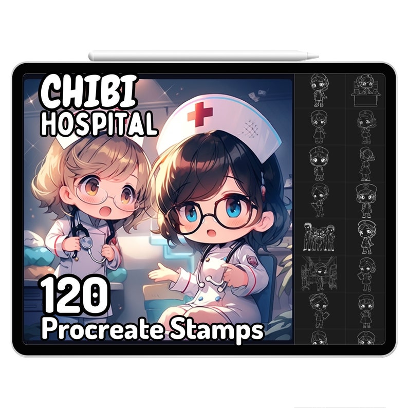 Procreate Chibi Hospital Nurse Doctor Stamps Healthcare Medical Stamps ...