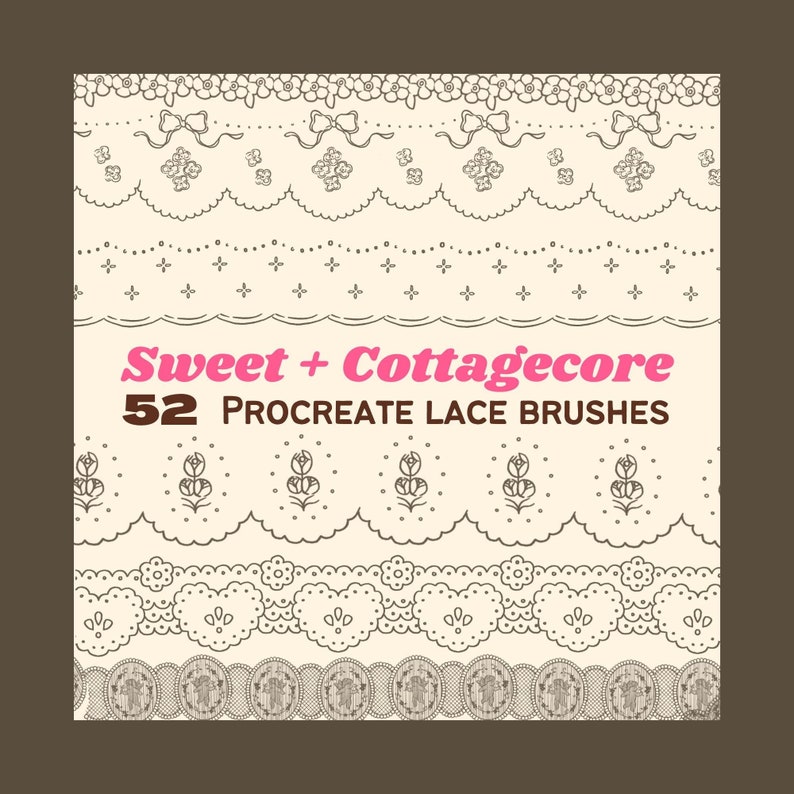Kawaii Ribbons Borders Lace Procreate Brushes Set Bow Bujo - Etsy