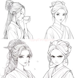 Procreate Anime Face Hanfu Ancient China Girl Woman Female Head Brushes ...
