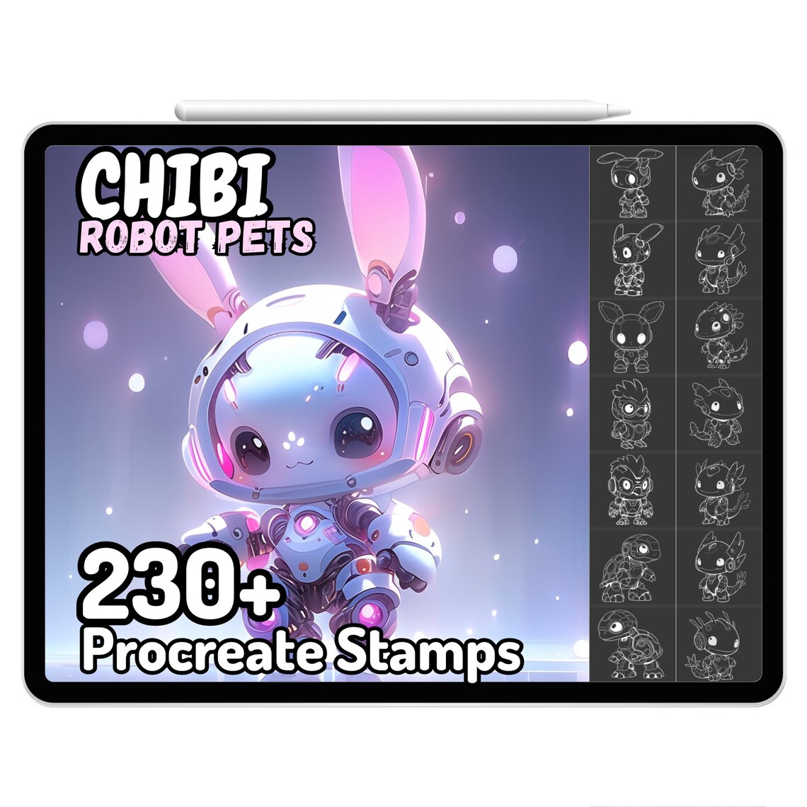 Procreate Robot Pets Animals Cybercore Kawaii Chibi Drawing - Etsy